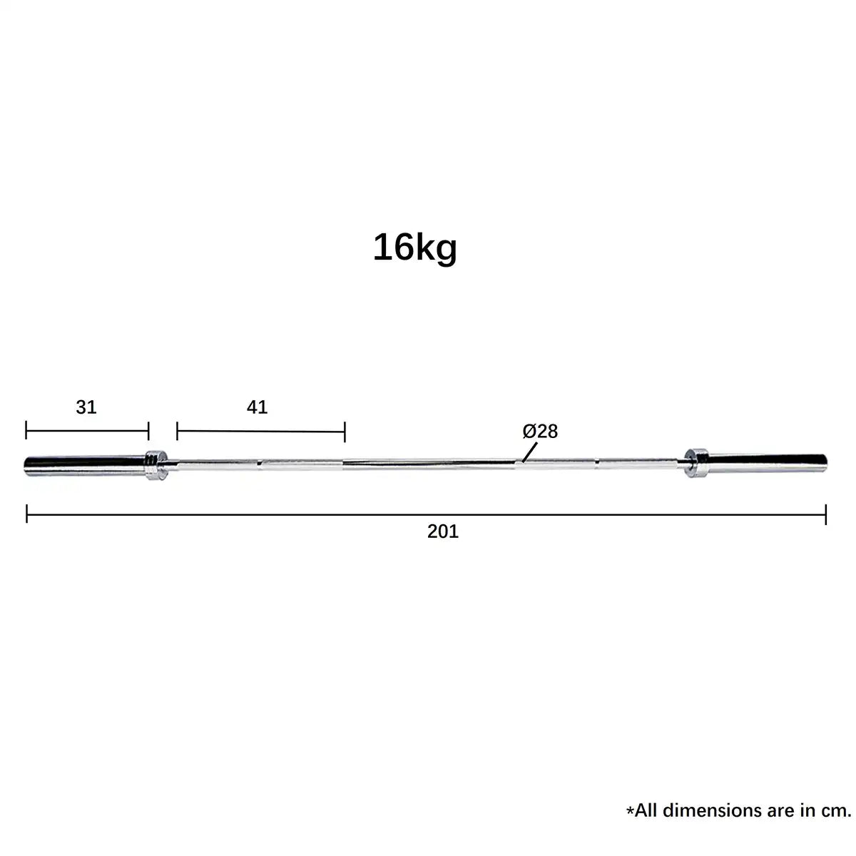2.01m Olympic Straight Barbell - SuperAlphago